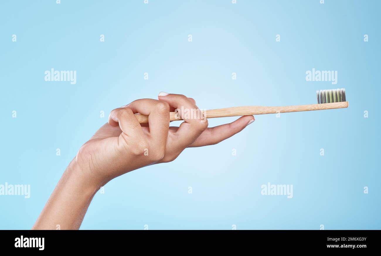 Toothbrush, dental and woman, hand with teeth health, fresh breath and ...