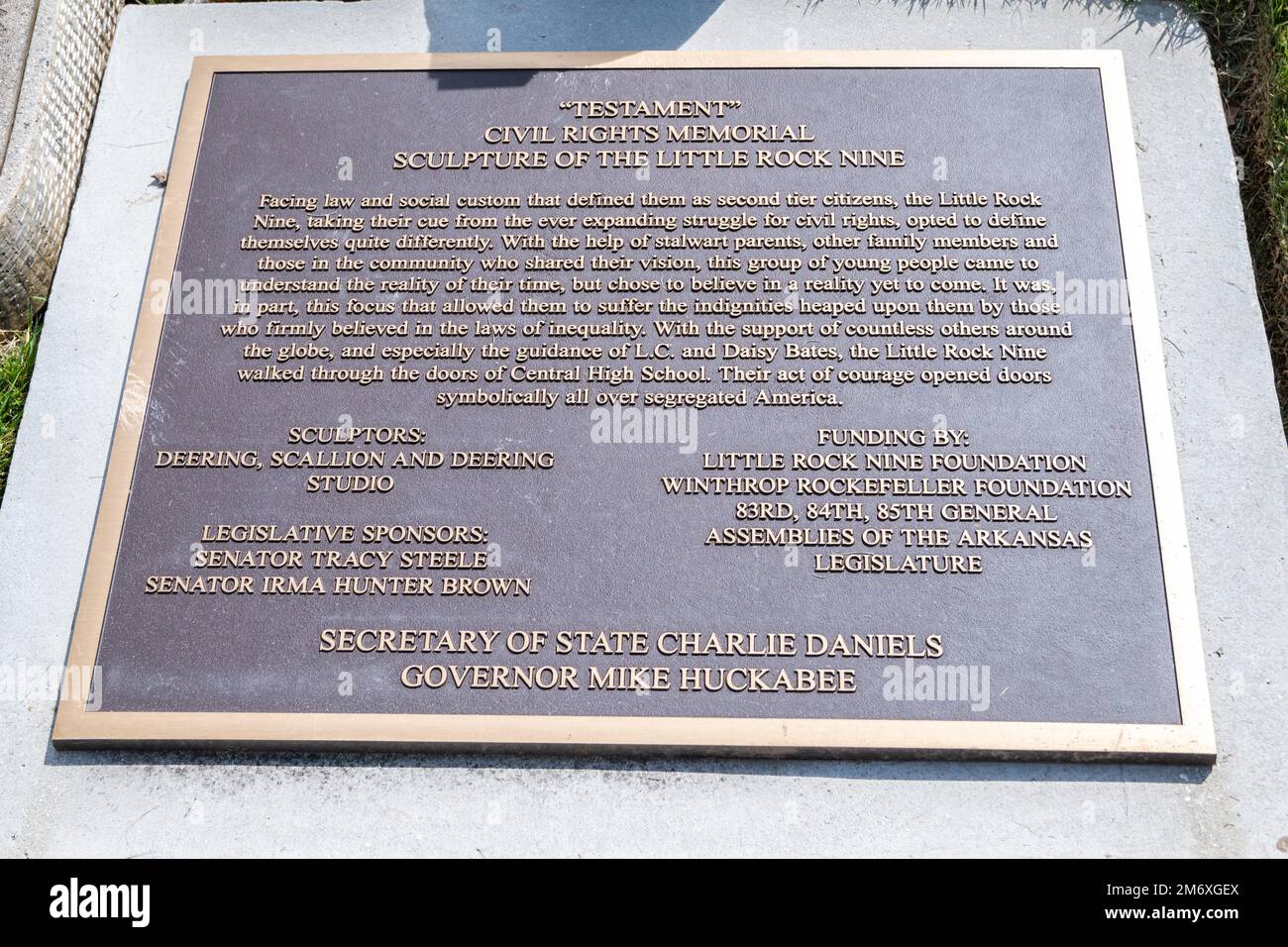 A monument in remembrance of the Little Rock Nine in Little Rock ...