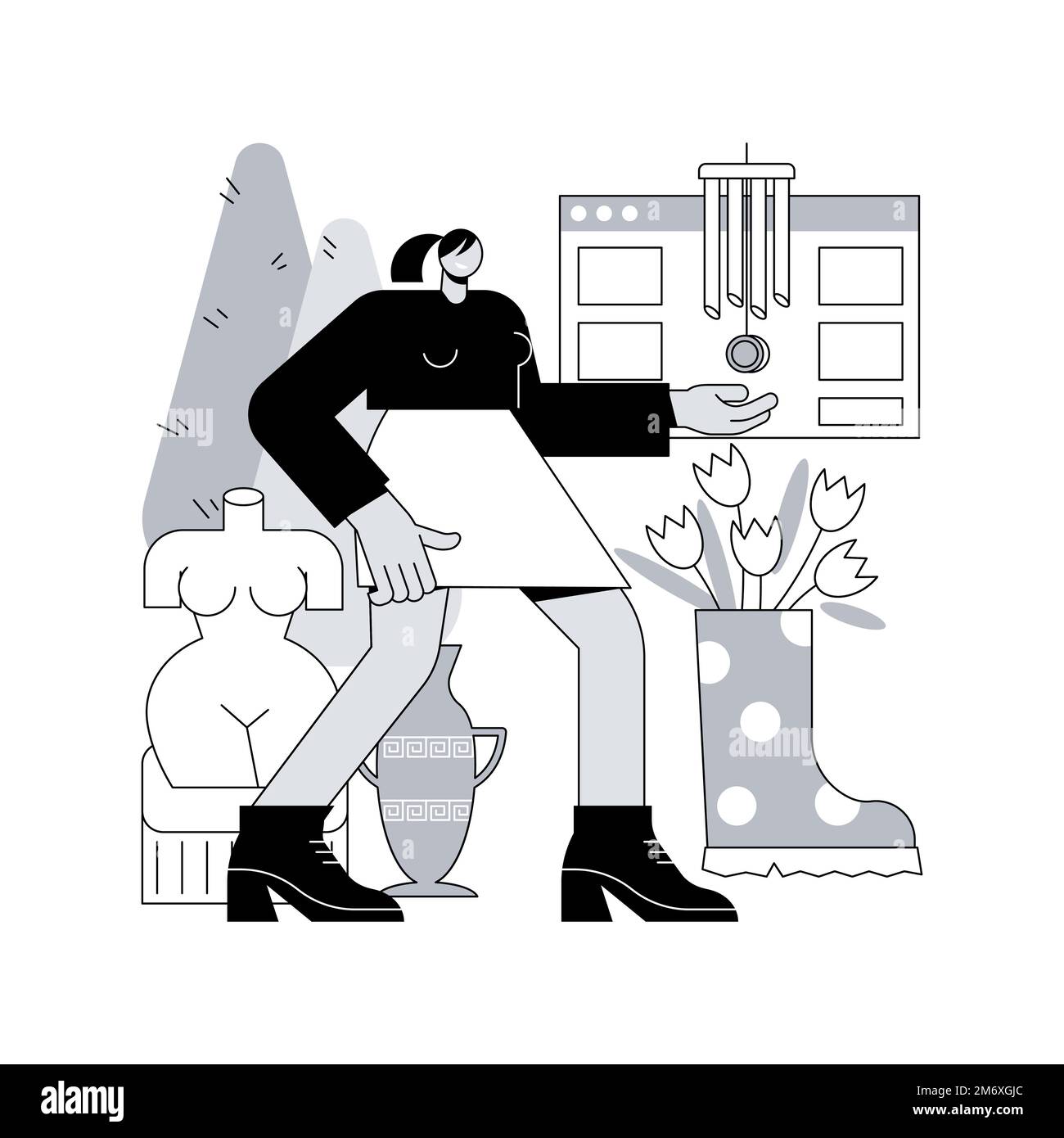 Garden ornaments abstract concept vector illustration. Outdoor ...