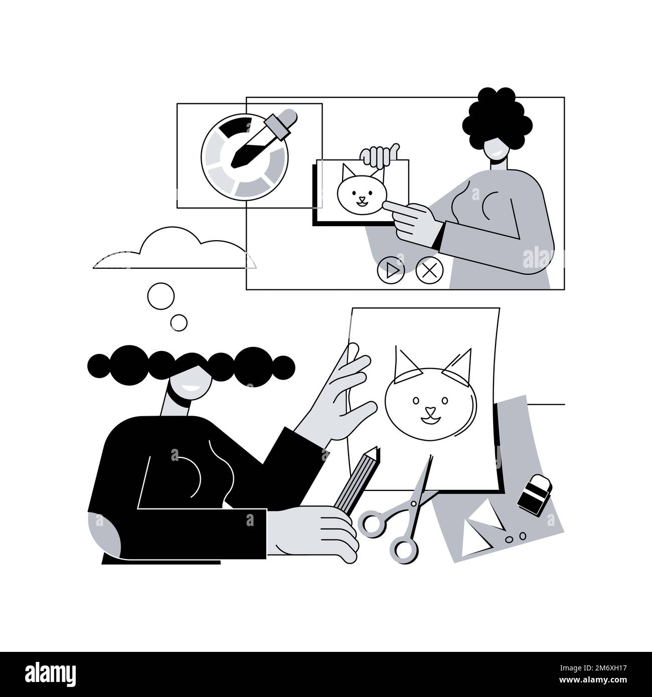 Virtual arts and crafts online lessons abstract concept vector ...