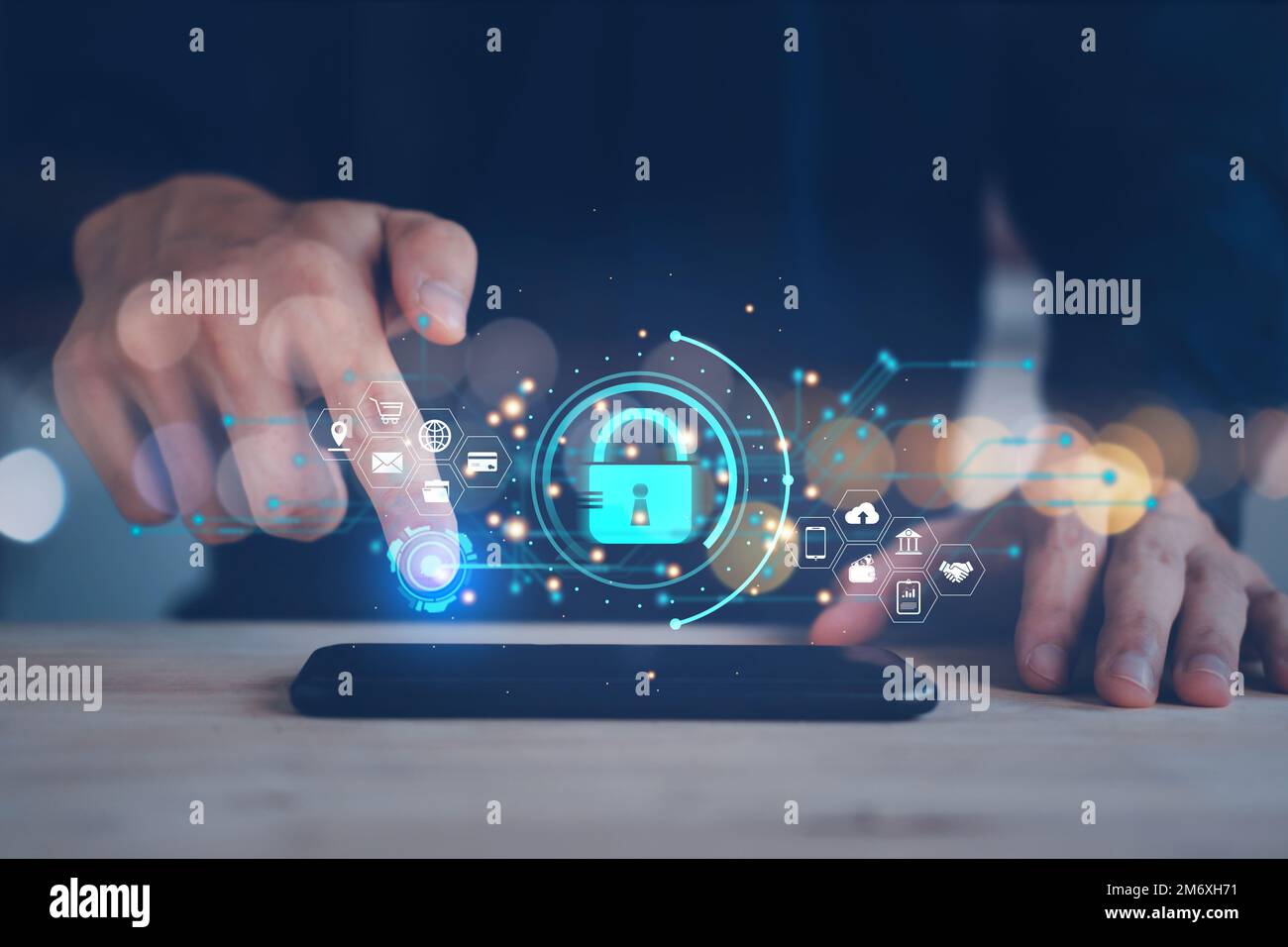 Businessman login with username and password with hold smartphone for ...