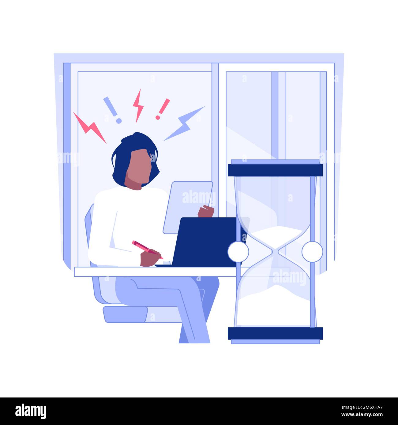 Project deadline isolated concept vector illustration. Worker trying to ...
