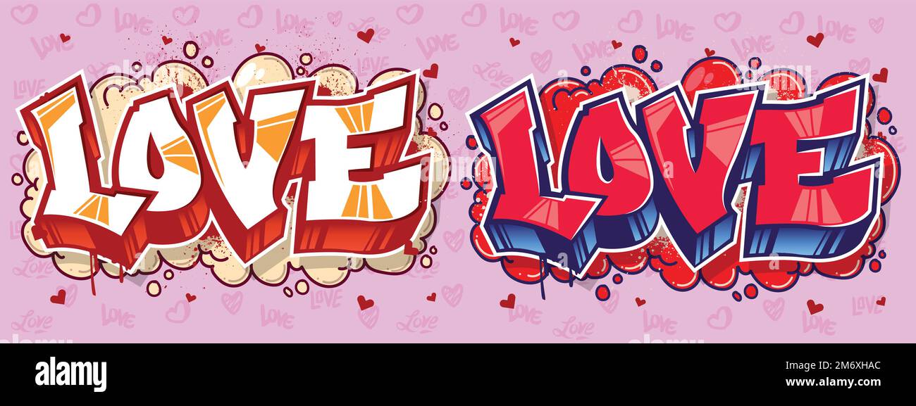 The text of Love in a graffiti style. Decorative love letters in street ...