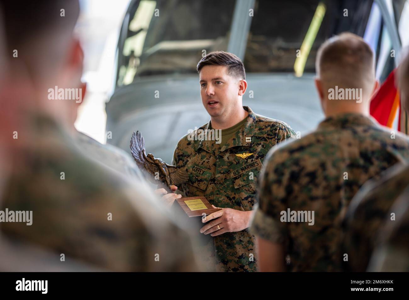 U.S. Marine Corps Capt. Jacob A. Coffey, right, an MV-22B Osprey pilot ...