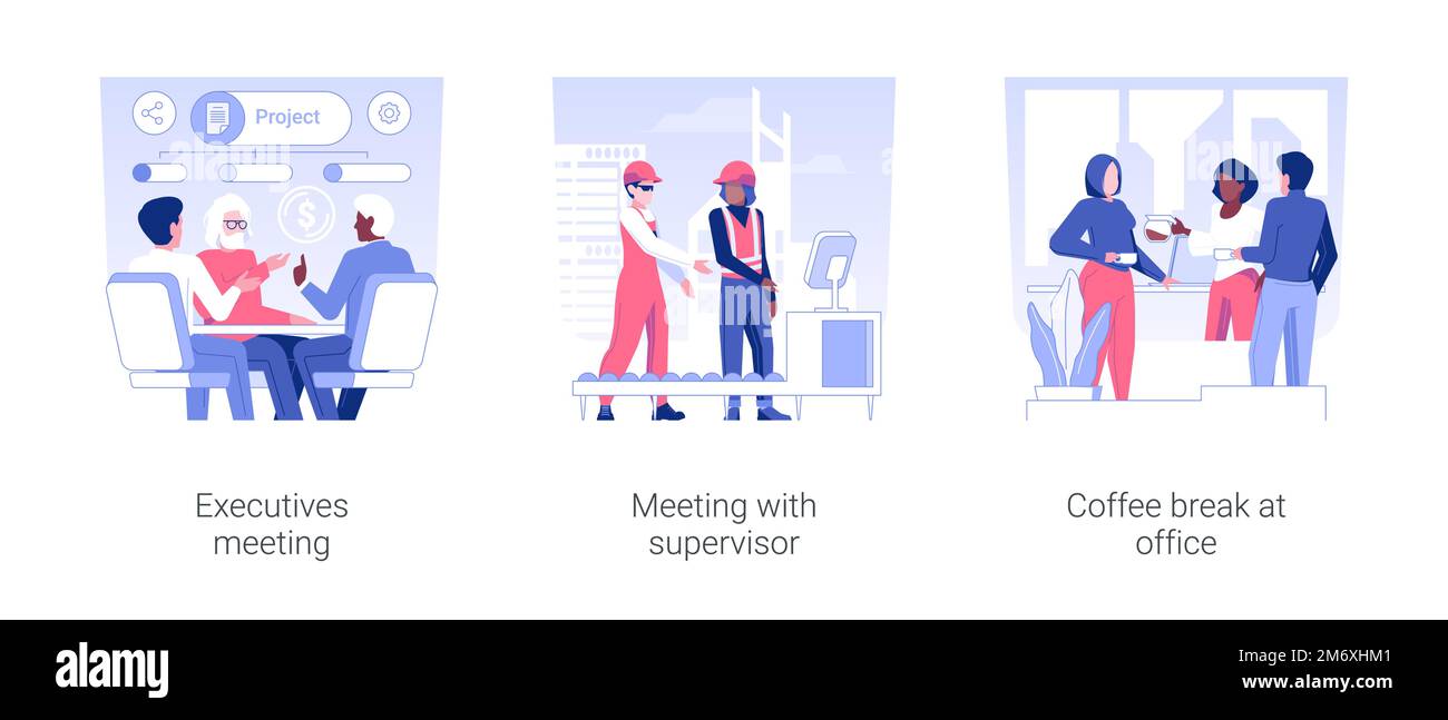 Office life isolated concept vector illustration set. Executives ...