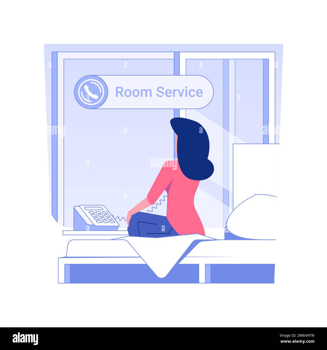 Ordering room service isolated concept vector illustration. Woman ...