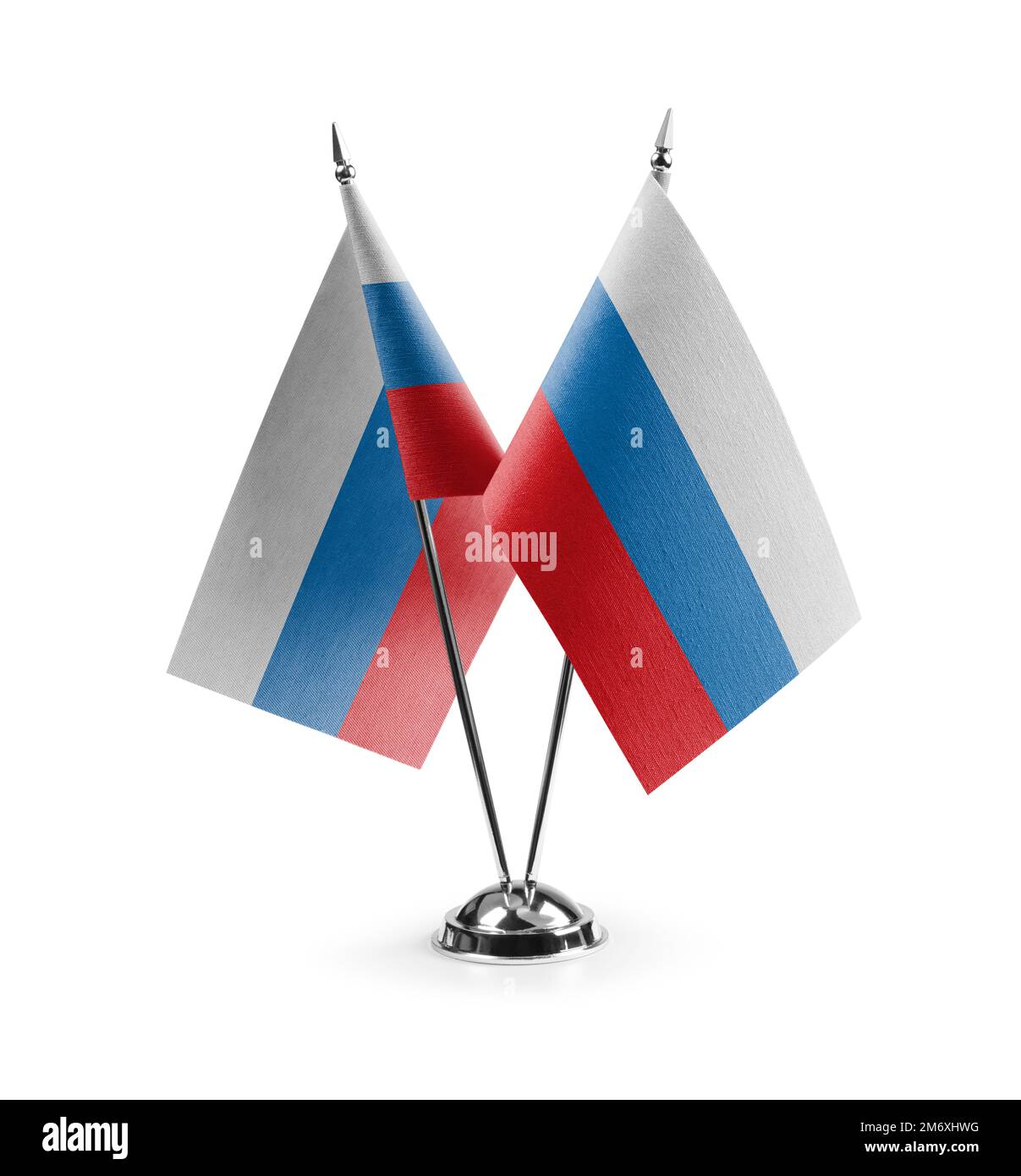 Small national flags of the Russia on a white background Stock Photo ...