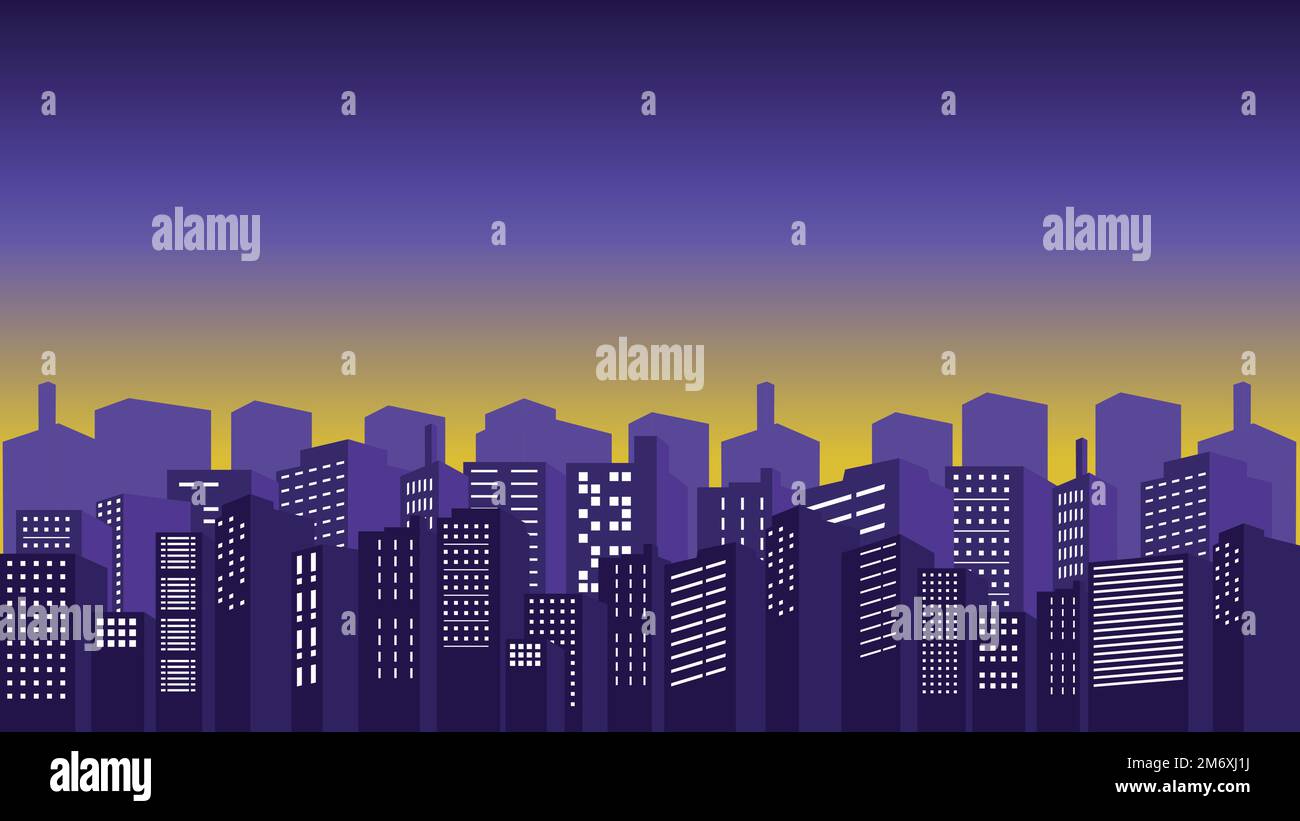 Panorama of the city with many apartments and mall buildings around it ...