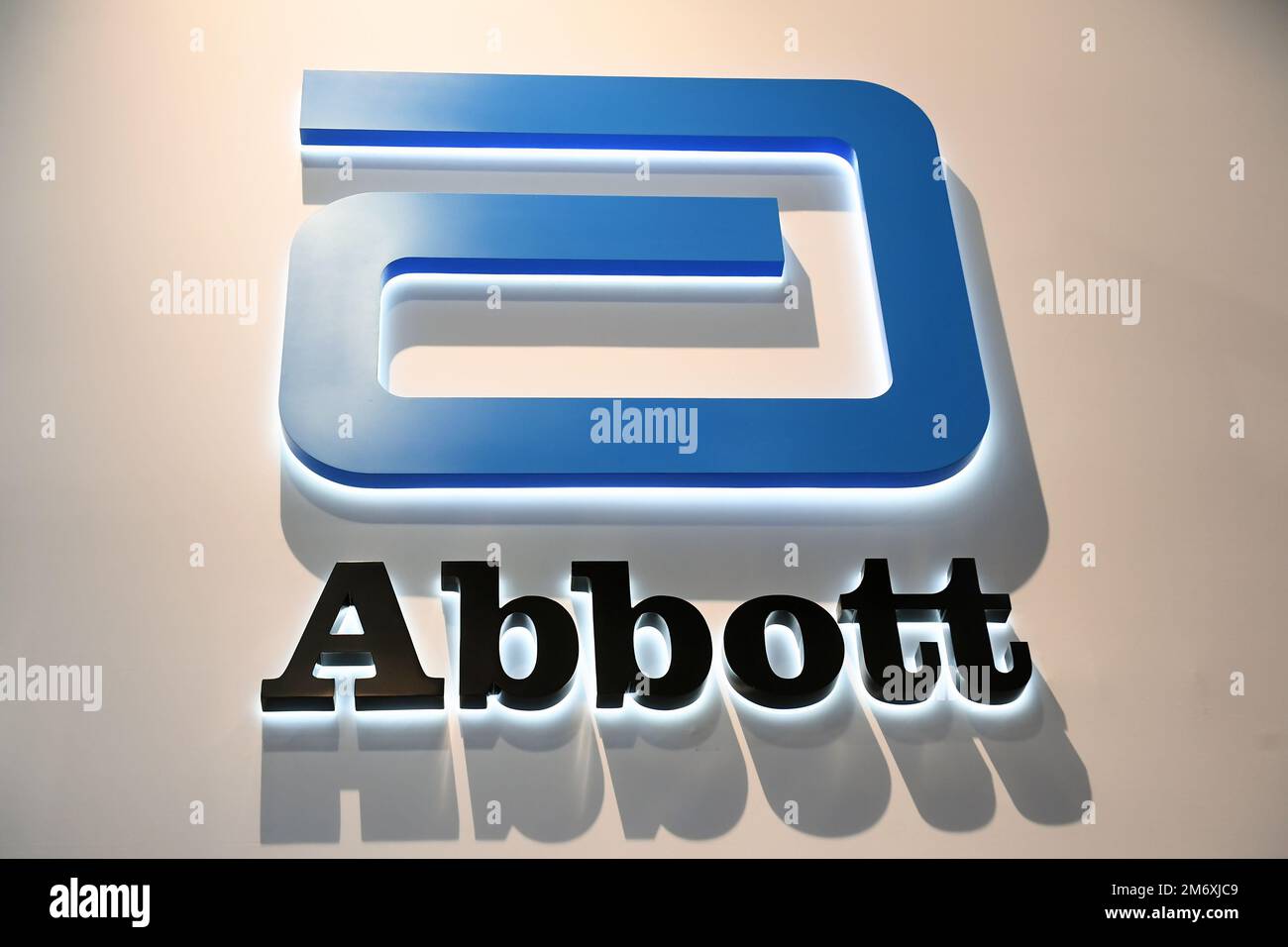 Las Vegas, USA. 05th Jan, 2023. A Abbott sign is displayed during CES ...