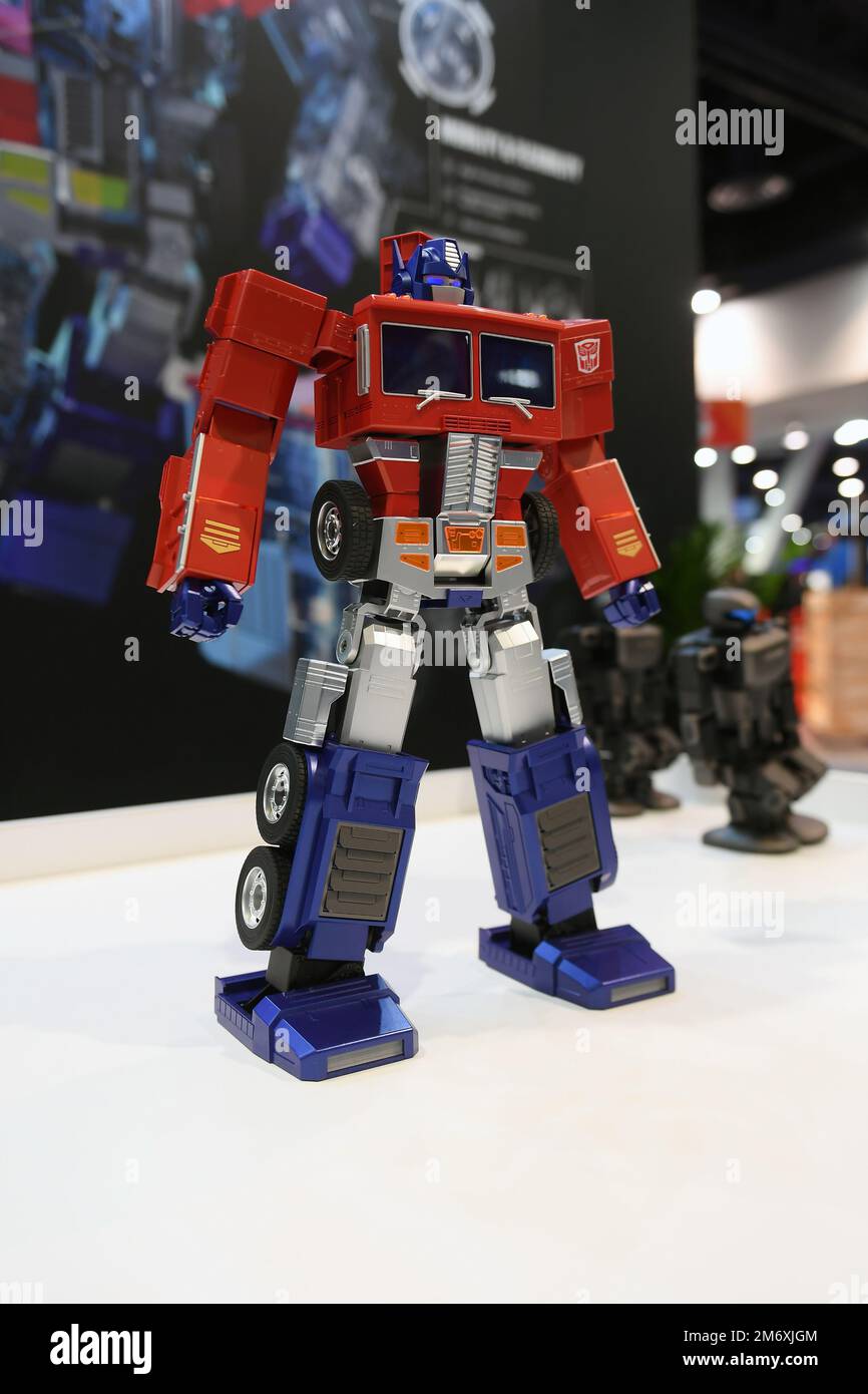 Las Vegas, NV on January 5, 2023. A Robosen Transformer robot is ...