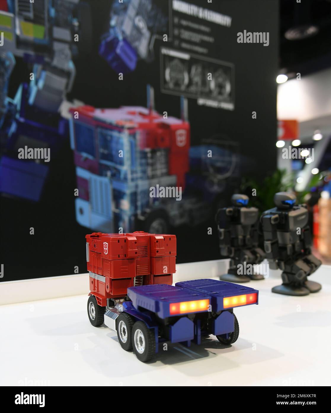 Las Vegas, NV on January 5, 2023. A Robosen Transformer robot is ...