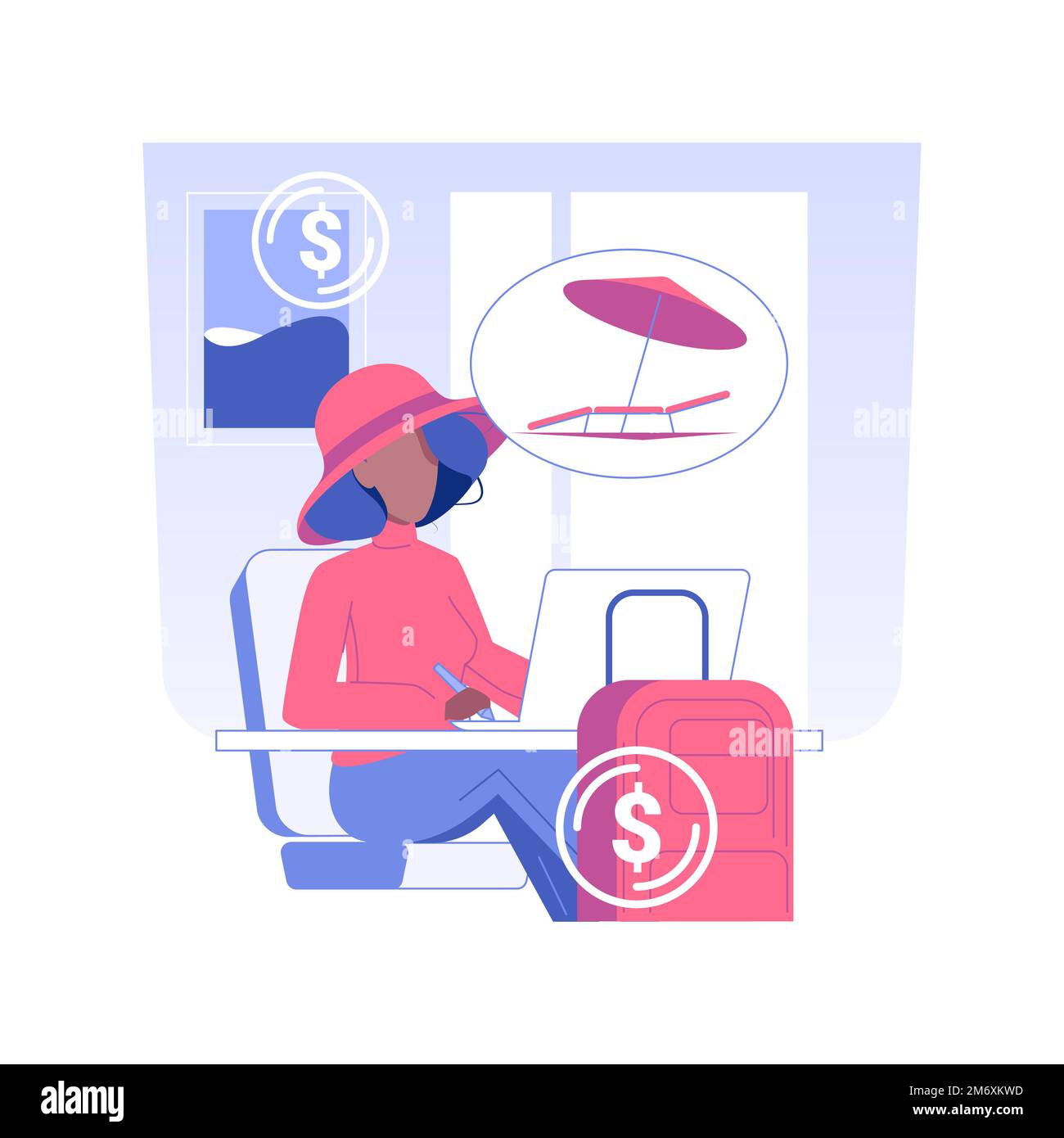 Paid vacation leave isolated concept vector illustration. Woman going ...