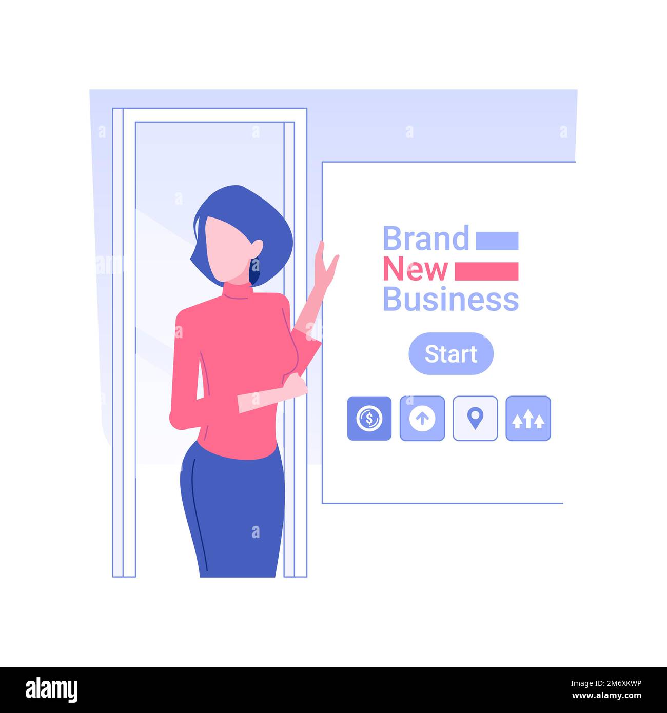 Branding isolated concept vector illustration. Woman presenting logo of ...