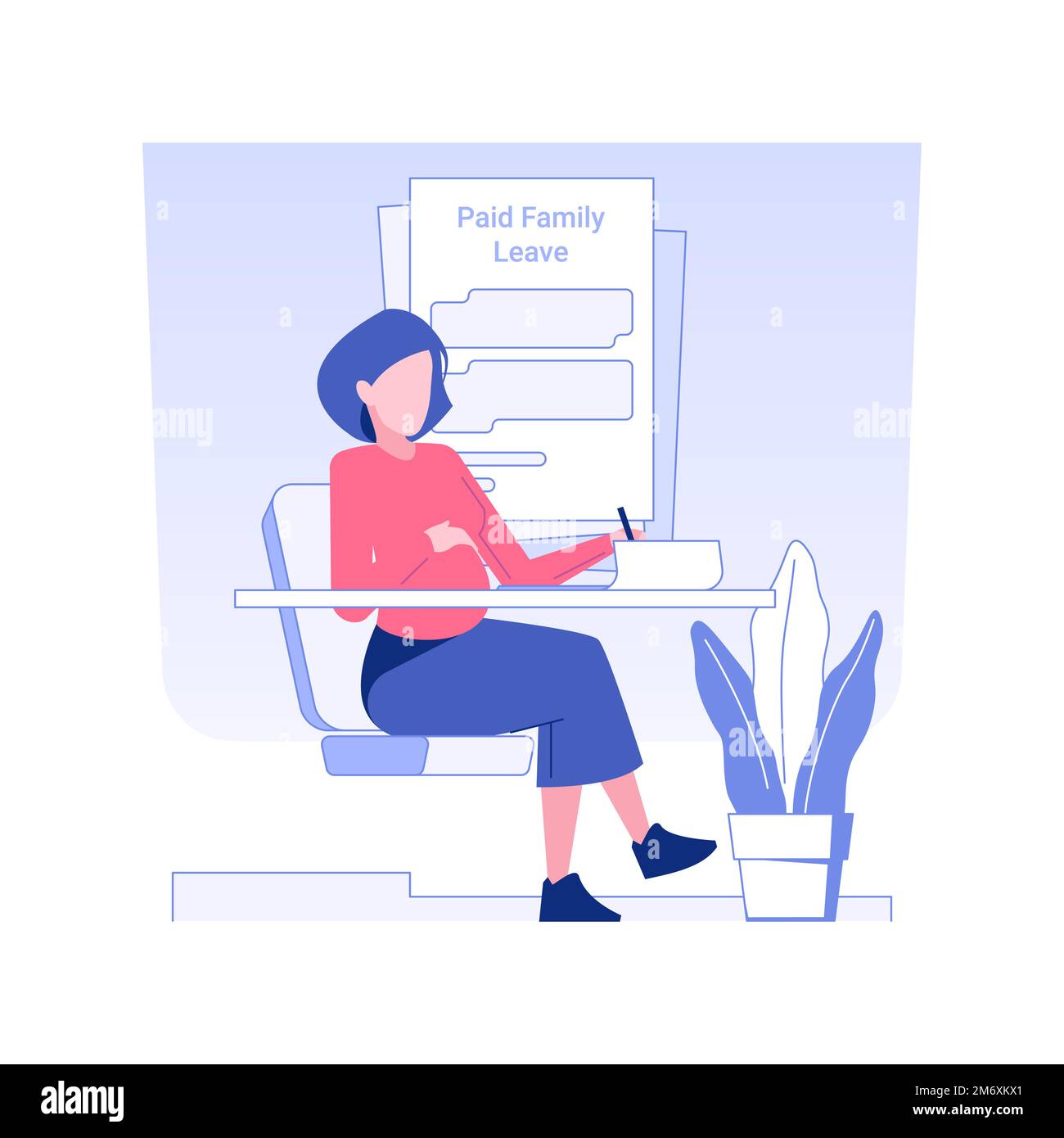 Paid family leave isolated concept vector illustration. Pregnant woman ...