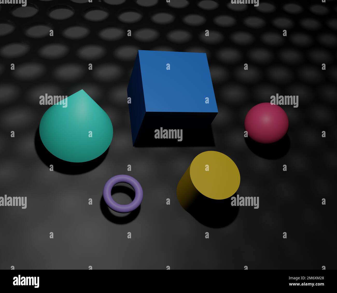 3d render of geometric shapes with dark tube bumps background Stock ...