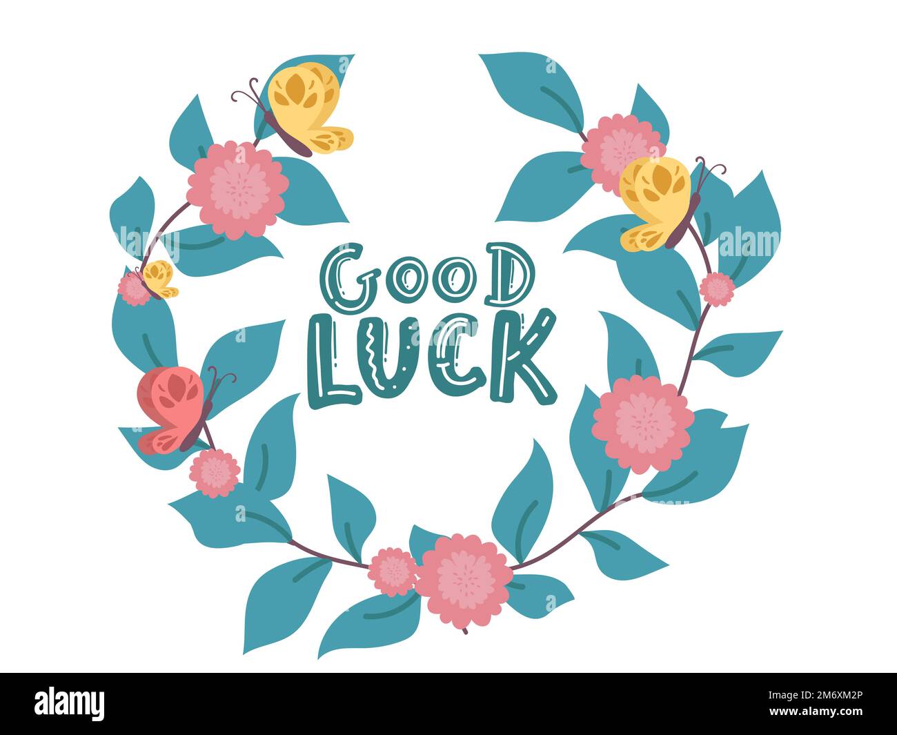 Vintage Floral Wreath with flower good luck Stock Vector Image & Art ...