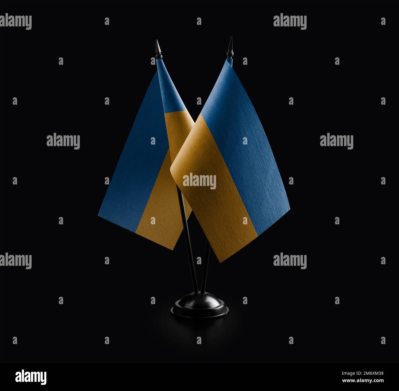 Small national flags of the Ukraine on a black background Stock Photo ...