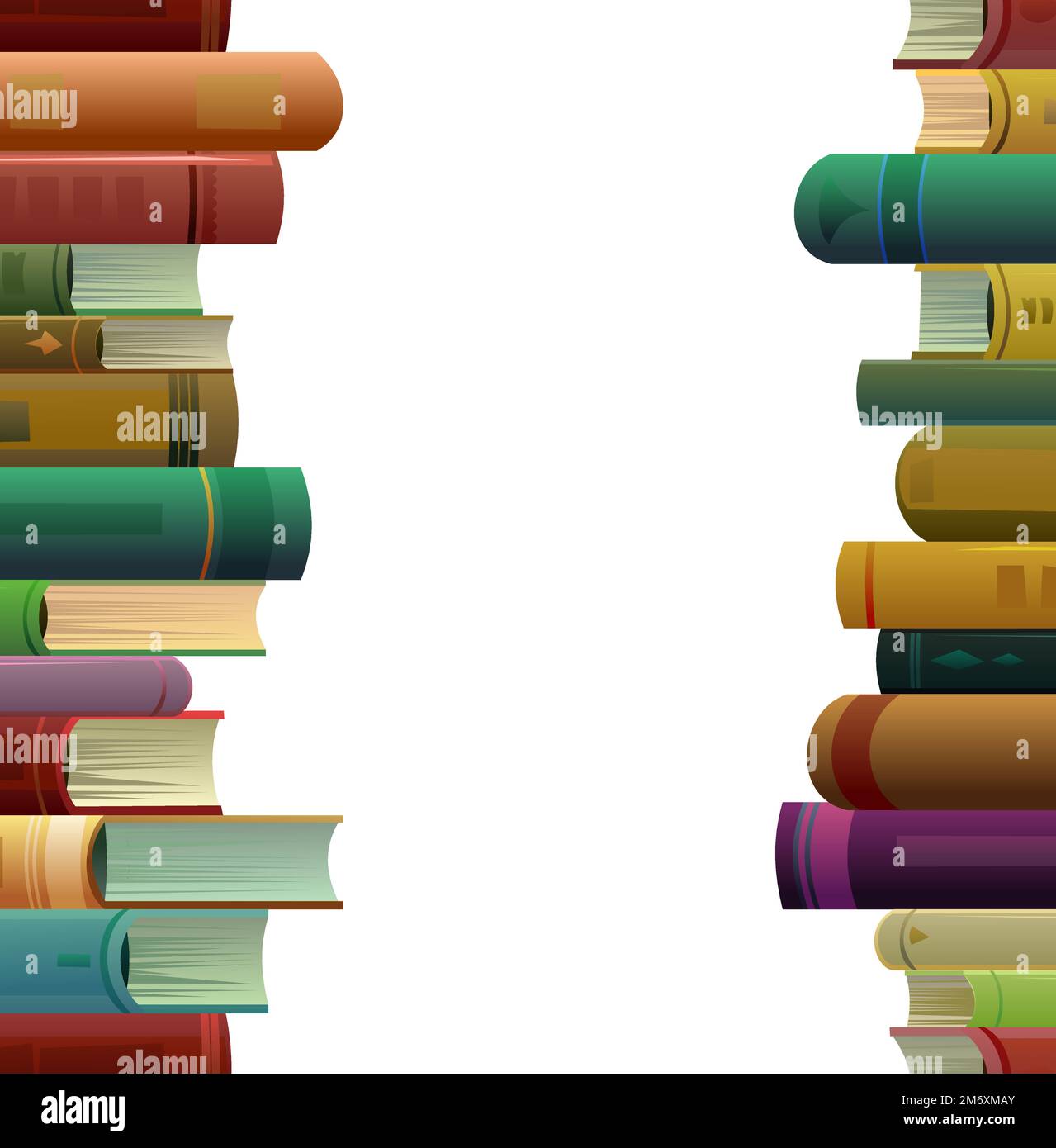 Stack of books seamless vertical frame. Cartoon style. Great collection ...
