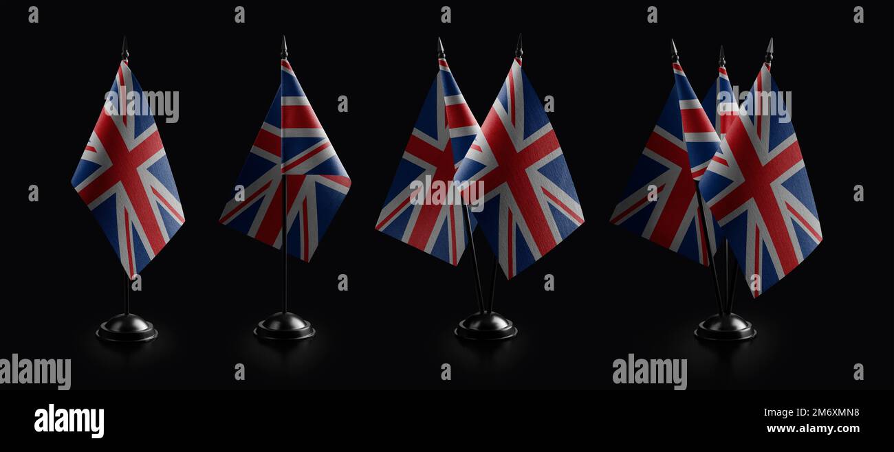 Small national flags of the United Kingdom on a black background Stock ...