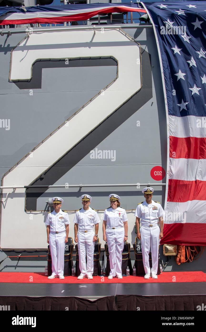 SAN DIEGO (May 9, 2022) From left to right, Cmdr. Aaron Roberton ...