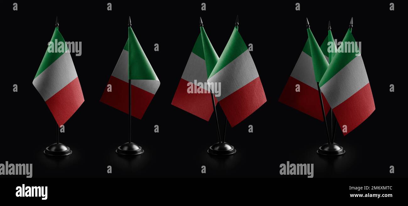 Small national flags of the Italy on a black background Stock Photo - Alamy