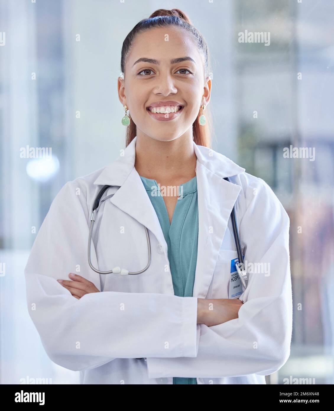 Doctor, woman and portrait with healthcare and happy medical ...