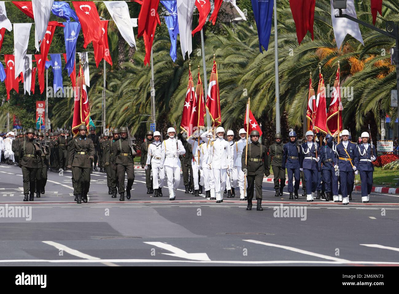 ISTANBUL, TURKIYE - AUGUST 30, 2022: Soldiers march during 100th ...