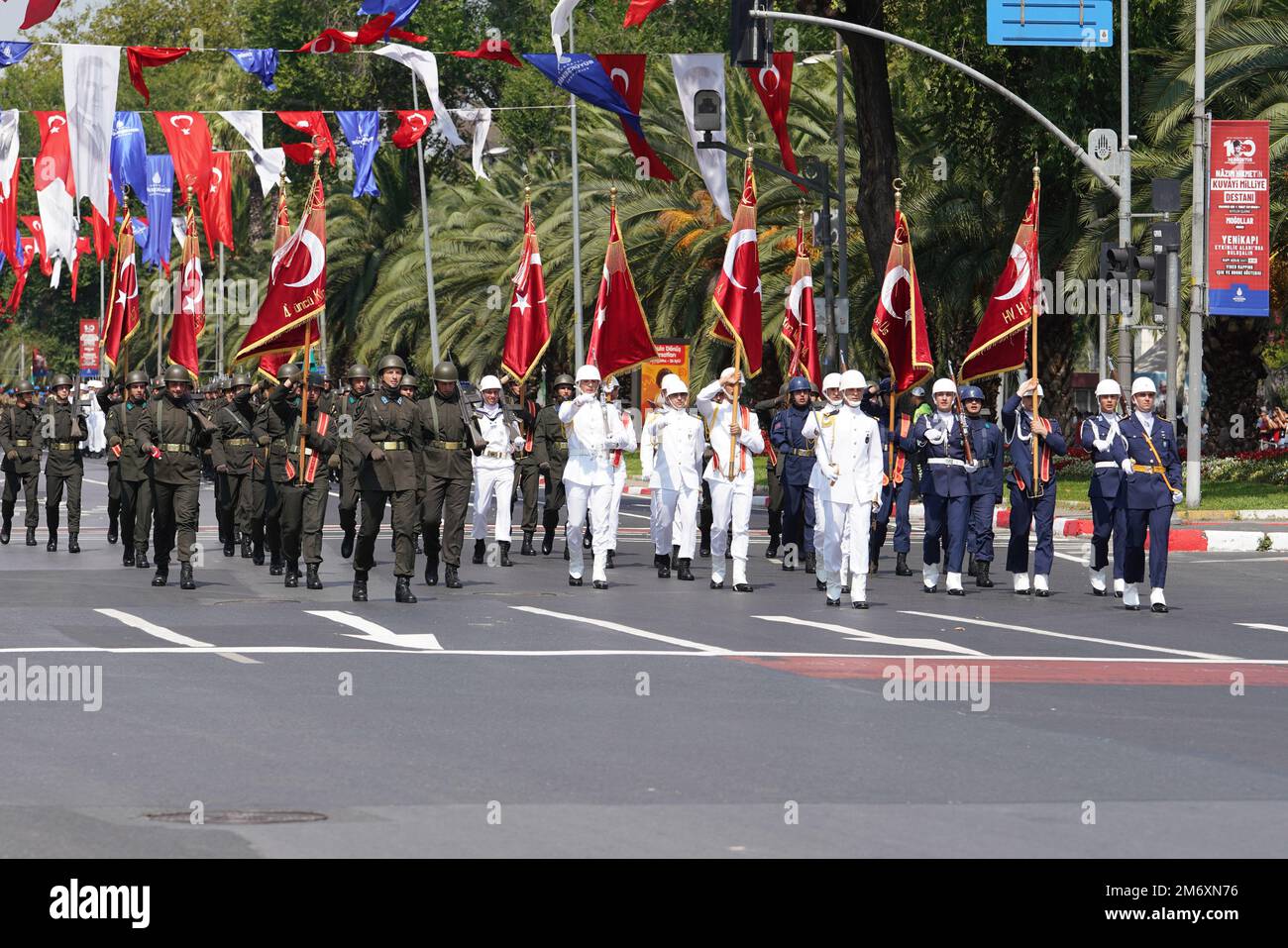 ISTANBUL, TURKIYE - AUGUST 30, 2022: Soldiers march during 100th ...