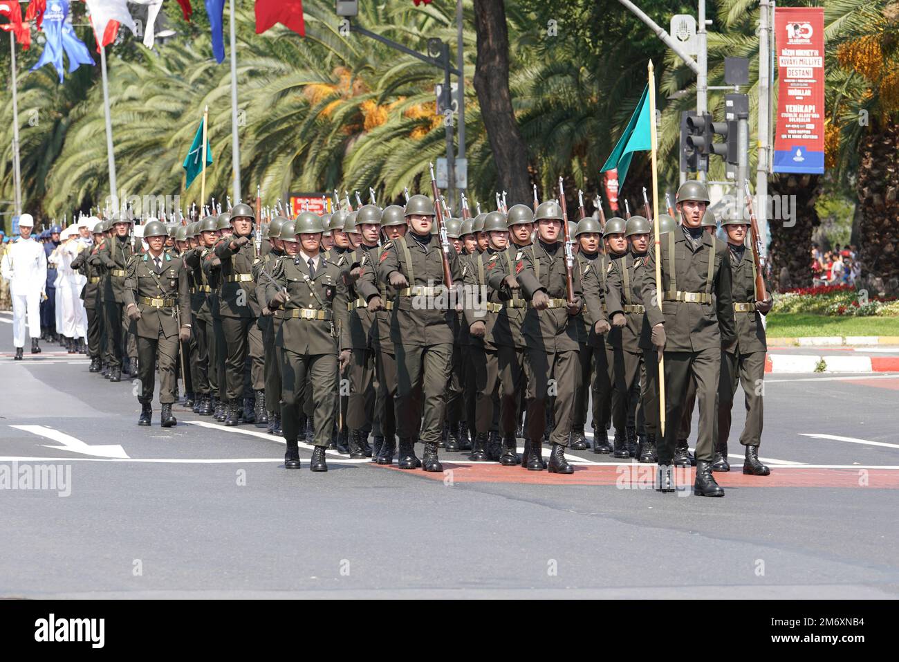 ISTANBUL, TURKIYE - AUGUST 30, 2022: Soldiers march during 100th ...