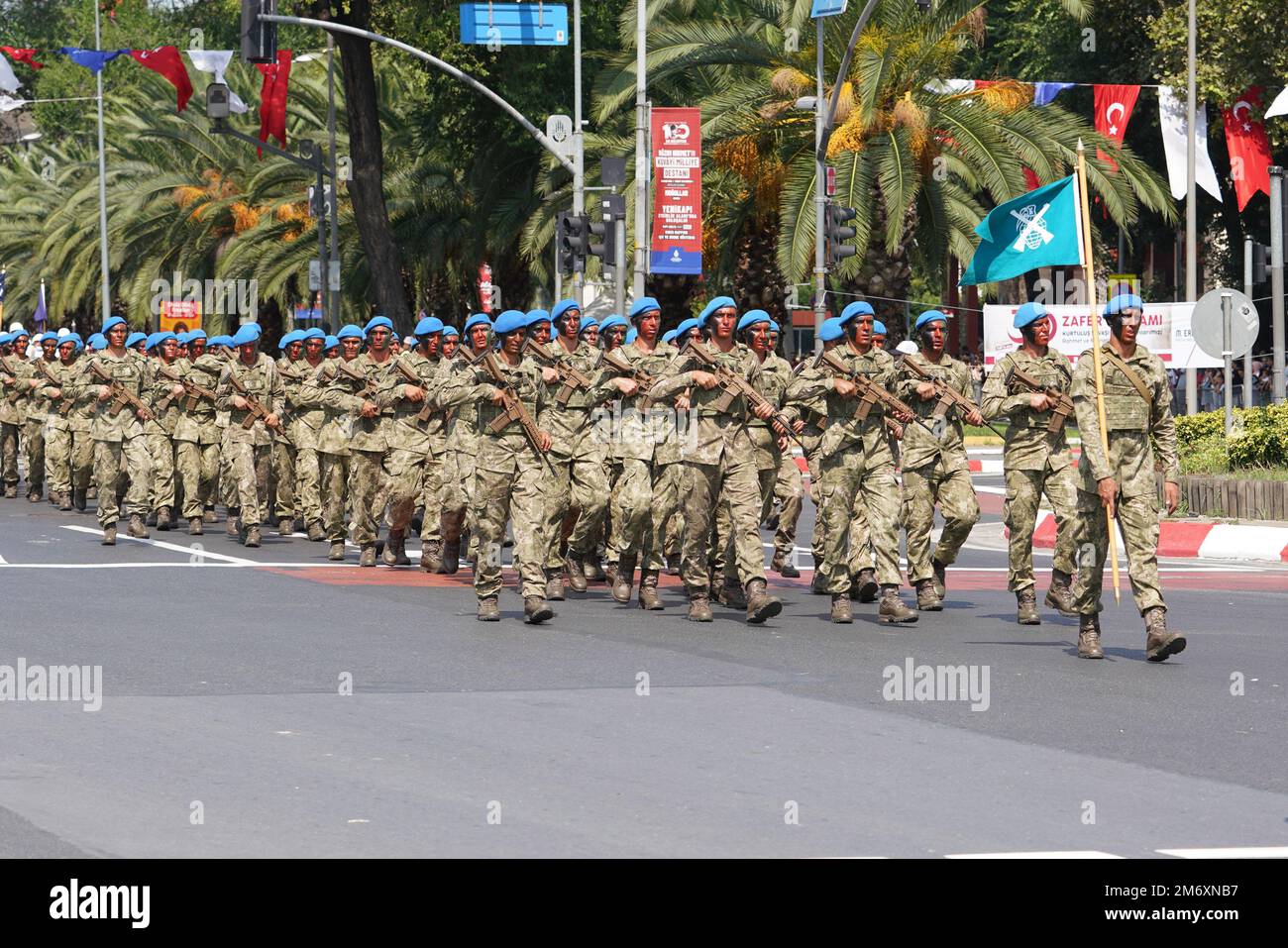 ISTANBUL, TURKIYE - AUGUST 30, 2022: Soldiers march during 100th ...