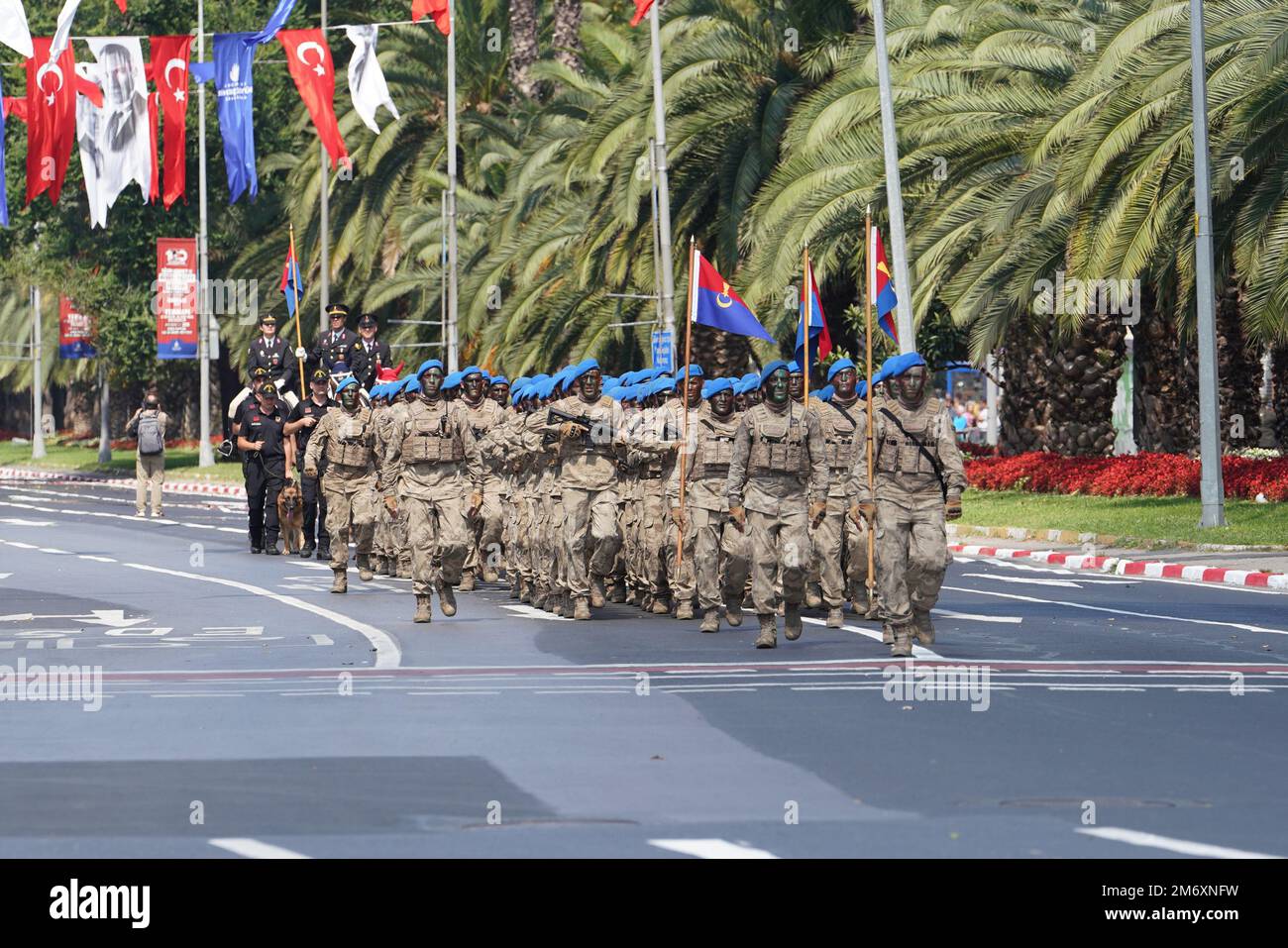 ISTANBUL, TURKIYE - AUGUST 30, 2022: Soldiers march during 100th ...