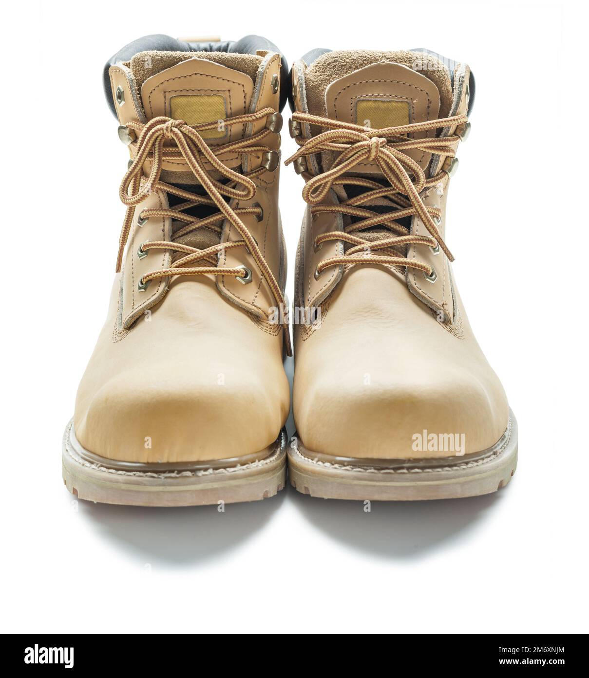 leather working boots isolated on white background Stock Photo - Alamy