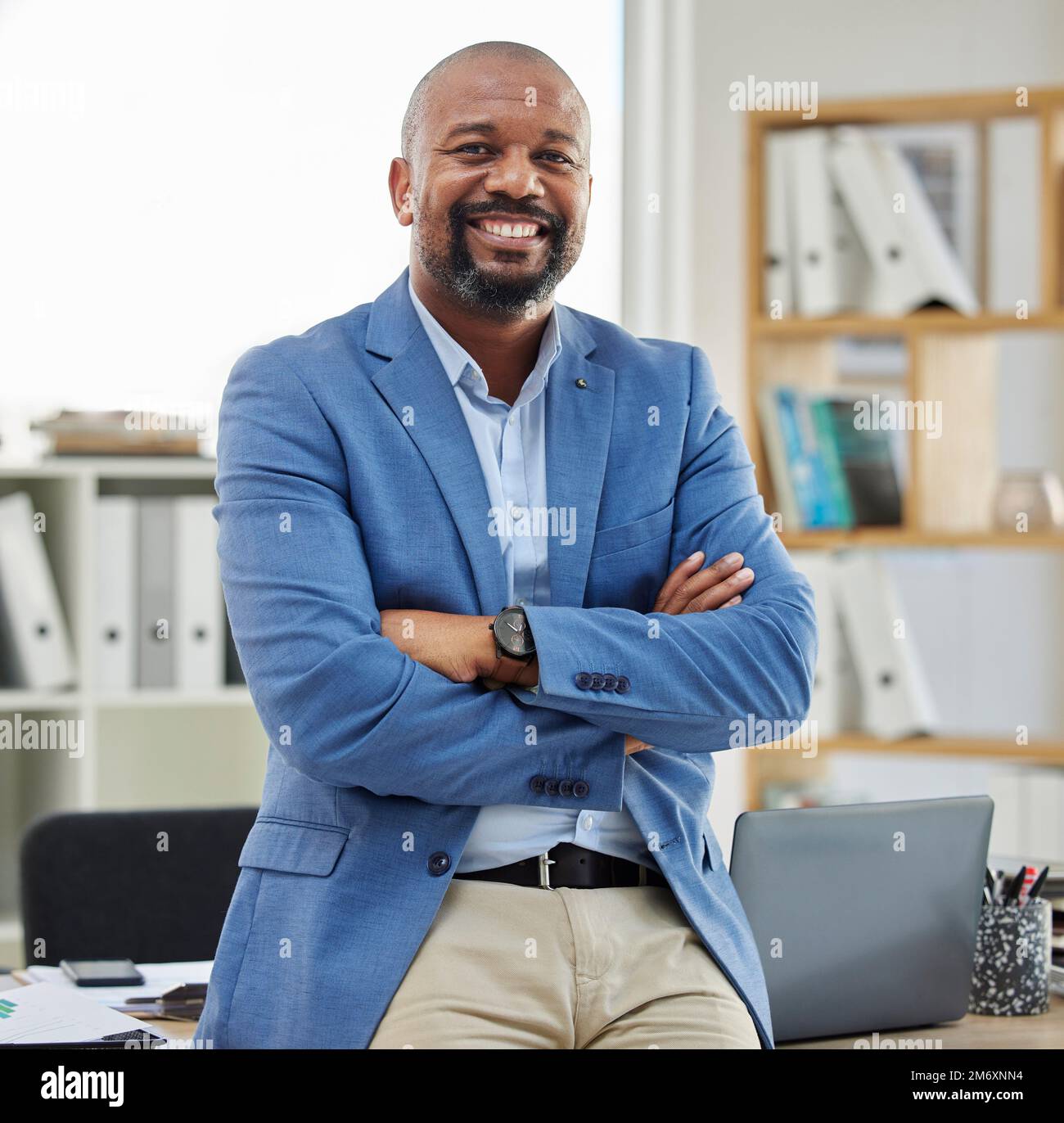 Accountant portrait and corporate black man in office with confidence, pride and smile in ...