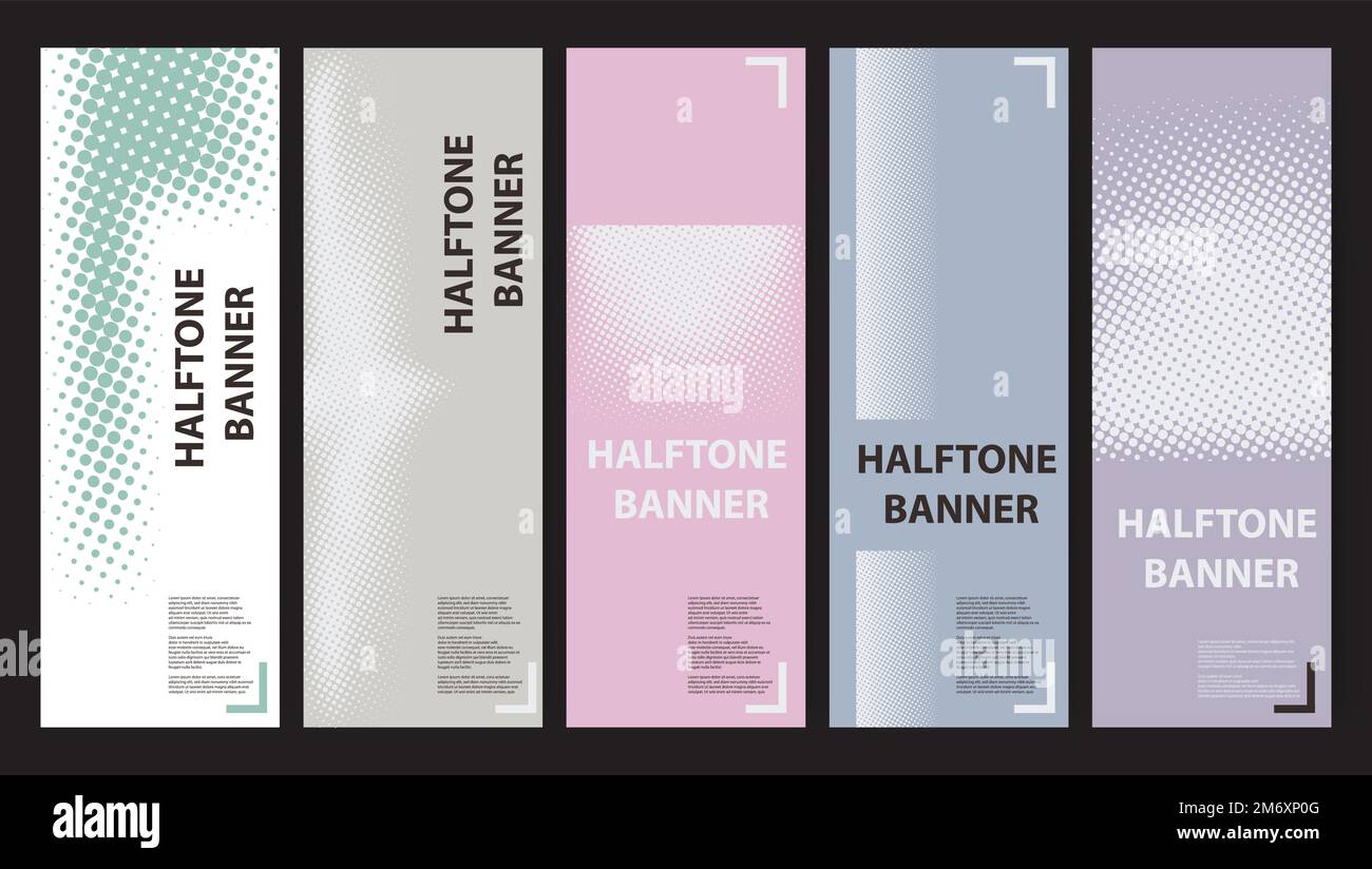 vertical stylish halftone for banner background set pastel color Stock ...