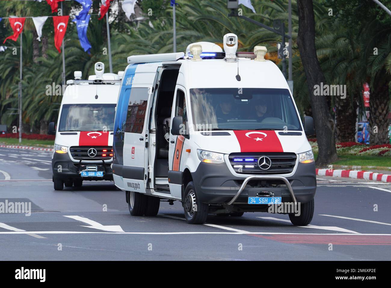 ISTANBUL, TURKIYE - AUGUST 30, 2022: Coast Guard vehicles parade during ...