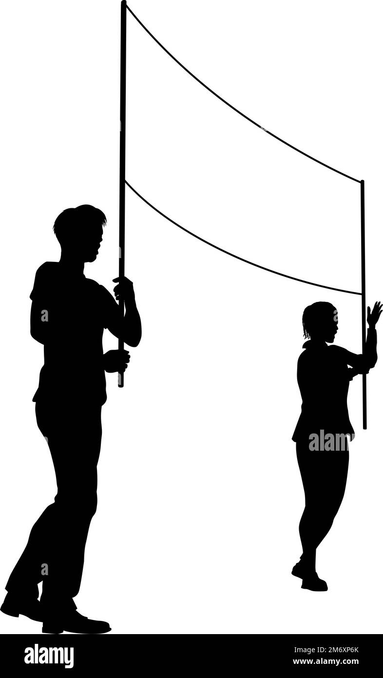 Banner Silhouette Protestors at March Rally Strike Stock Vector Image ...