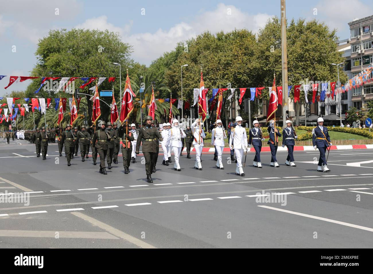 ISTANBUL, TURKIYE - AUGUST 30, 2022: Soldiers march during 100th ...