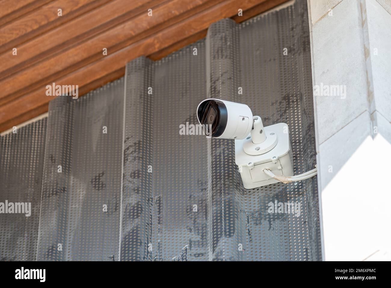 Wall mounted modern IP CCTV security camera. Home and workplace ...