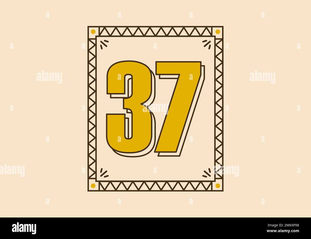 Retro rectangle frame with number 37 on it Stock Vector Image & Art - Alamy