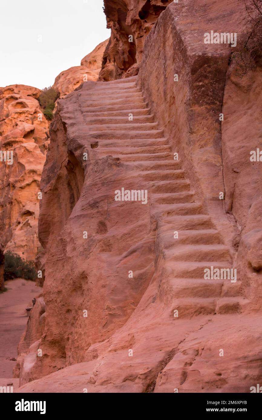 Wadi Musa, Jordan rocks and staircase view at Little Petra, Siq al ...
