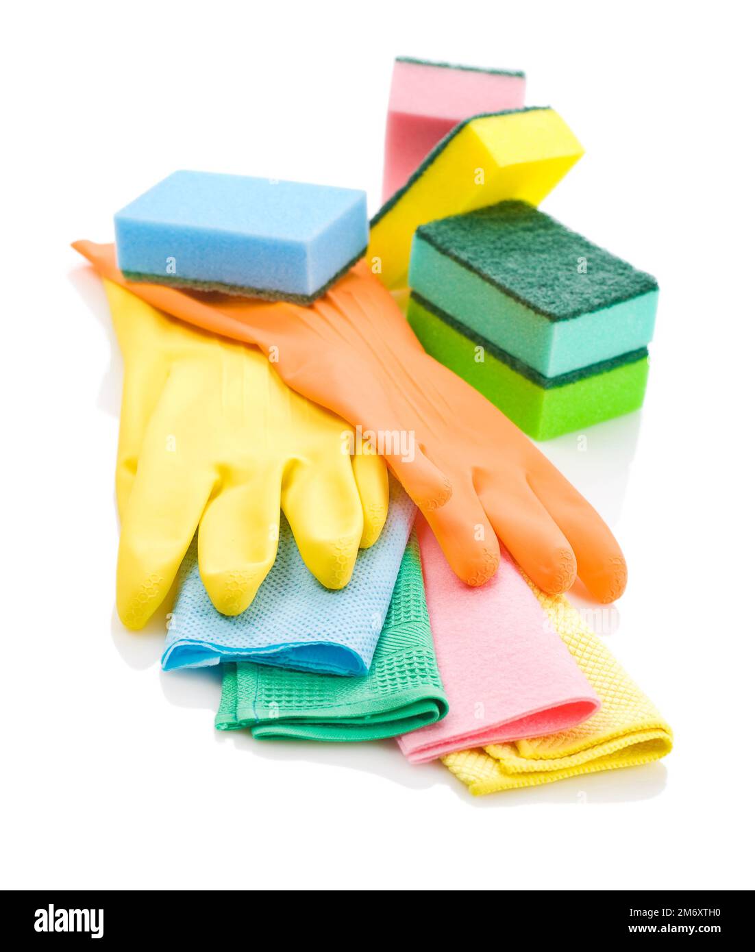 Rubber gloves sponges isolated Cut Out Stock Images & Pictures - Alamy