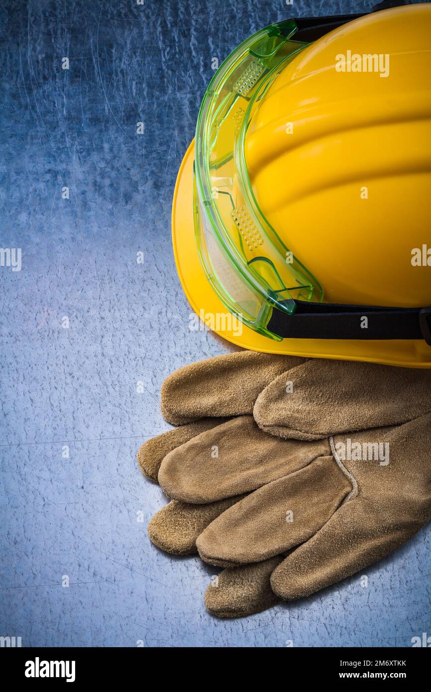 Composition of construction leather gloves building helmet and ...