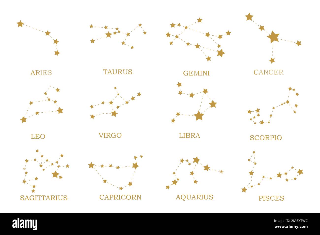 Set Of Zodiac Signs Aries Taurus Leo Gemini Virgo Scorpio Libra