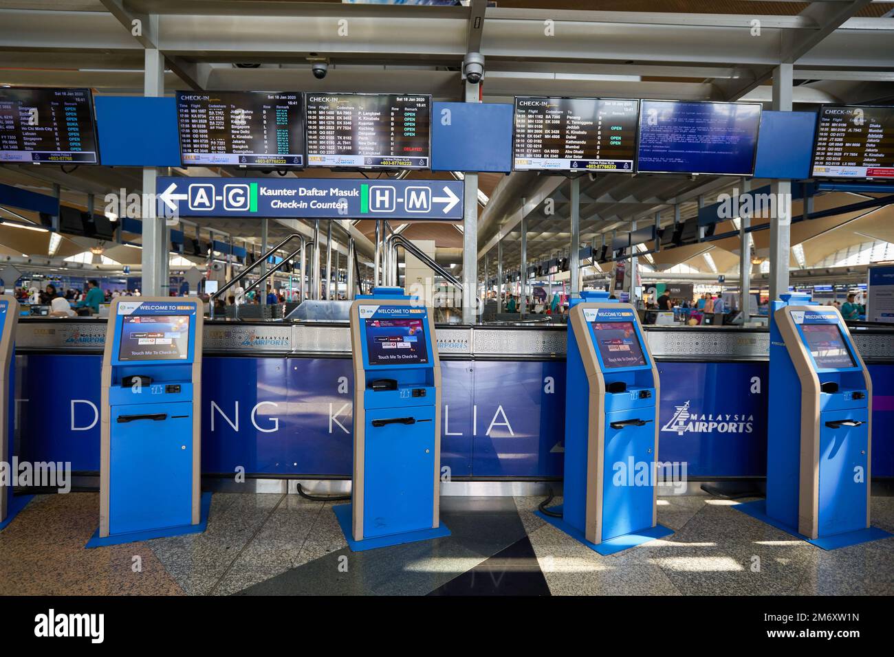 KUALA LUMPUR, MALAYSIA - CIRCA JANUARY, 2020: self check-in kiosks at ...