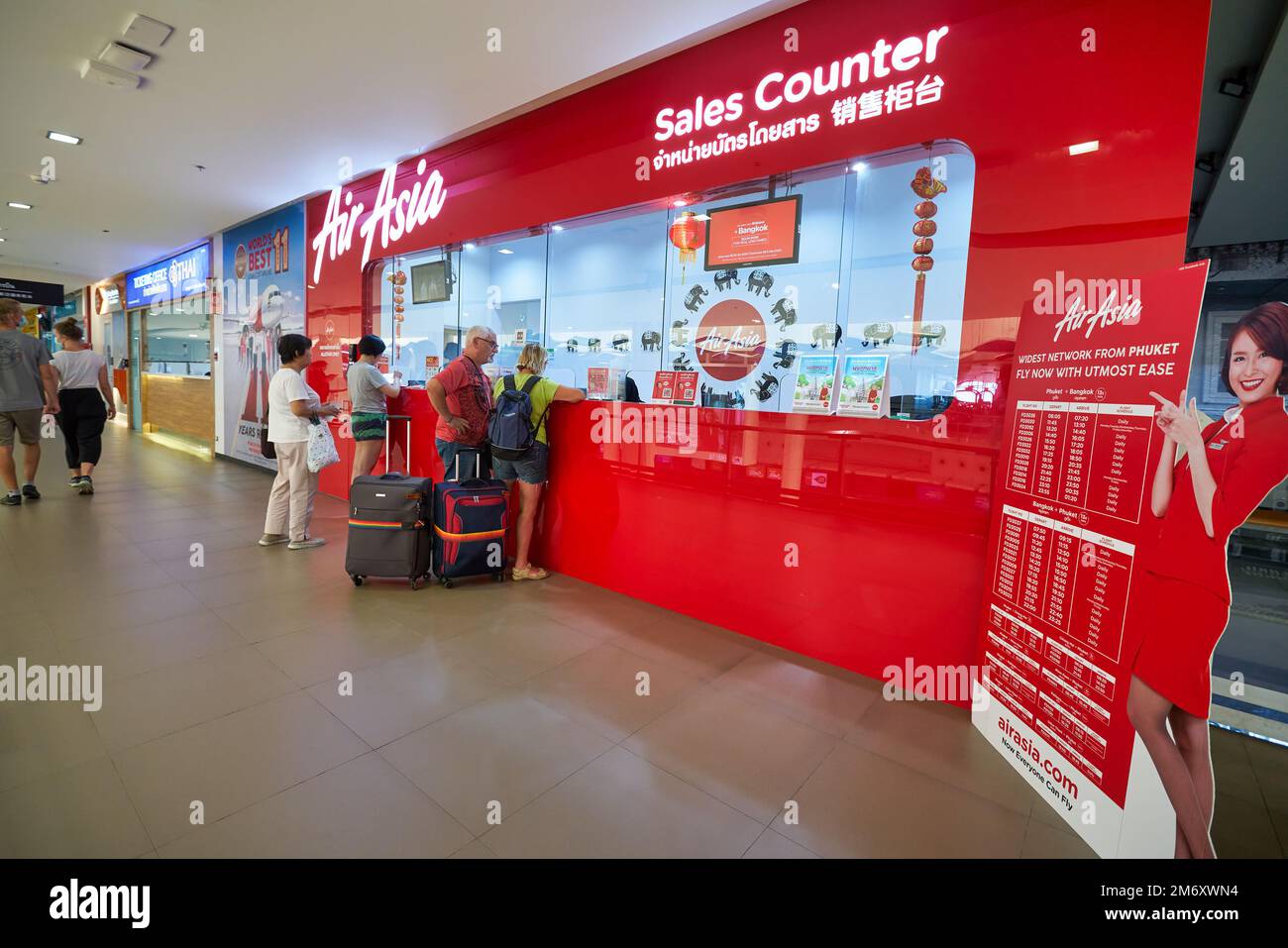 PHUKET, THAILAND - CIRCA JANUARY, 2020: AirAsia sales counter at Phuket ...