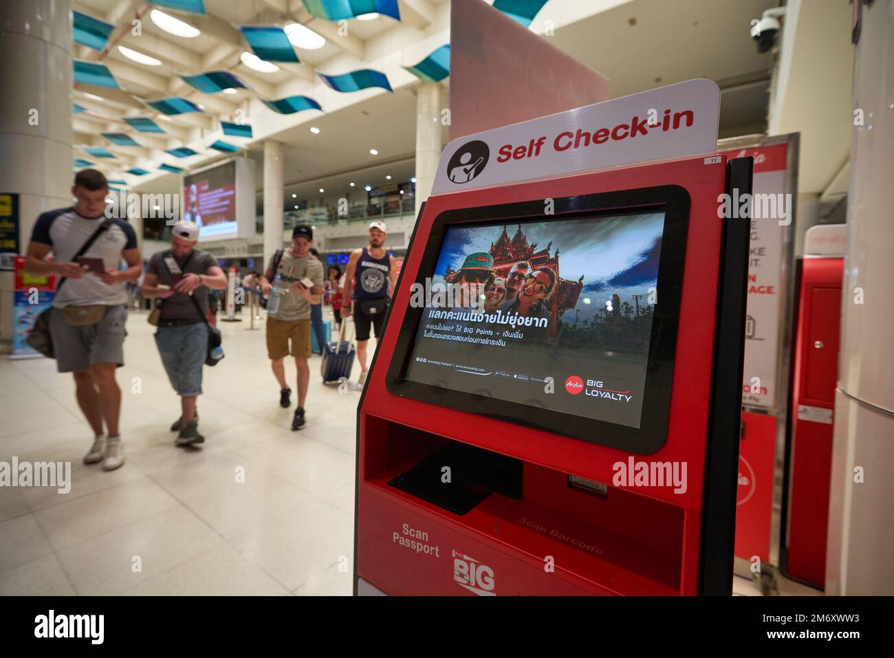 PHUKET, THAILAND - CIRCA JANUARY, 2020: AirAsia self check-in kiosks as ...