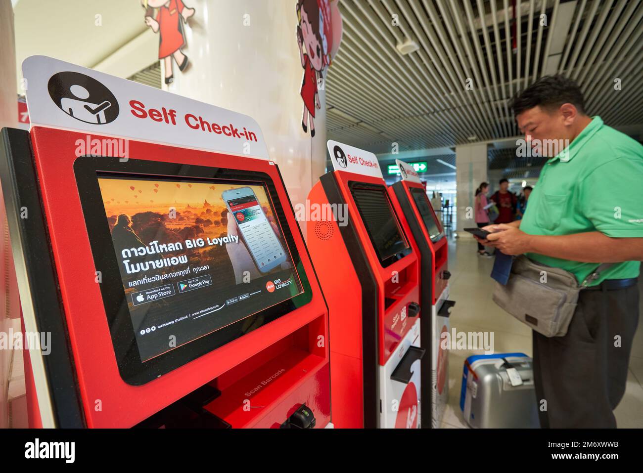 PHUKET, THAILAND - CIRCA JANUARY, 2020: AirAsia self check-in kiosks as ...
