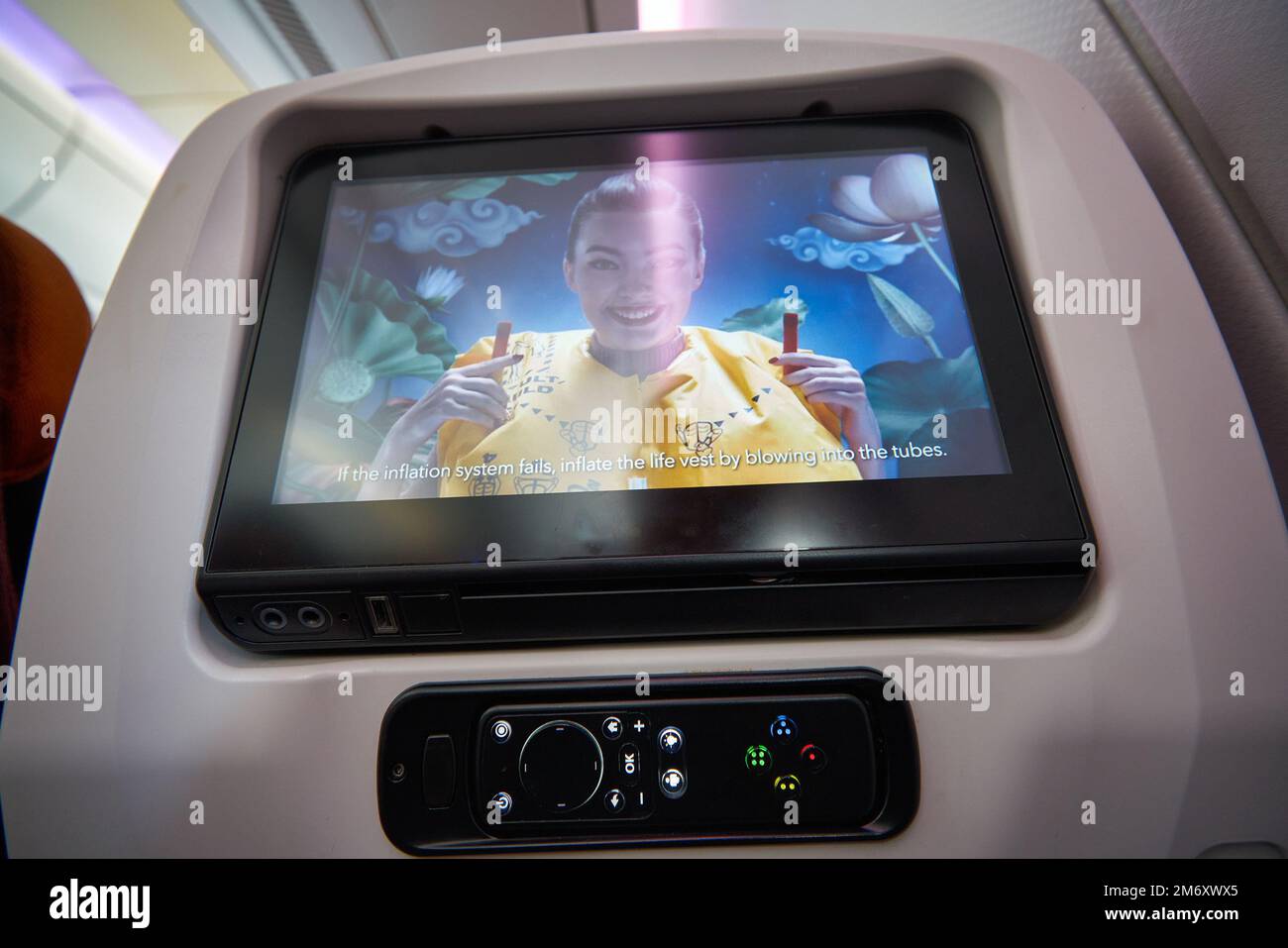 PHUKET, THAILAND - CIRCA JANUARY, 2020: close up shot of seat back ...