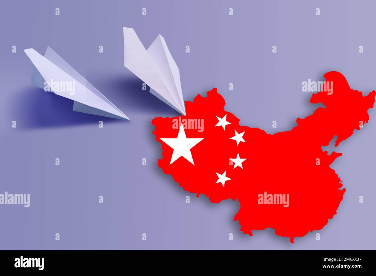 China mapand figure paper plane Stock Photo - Alamy