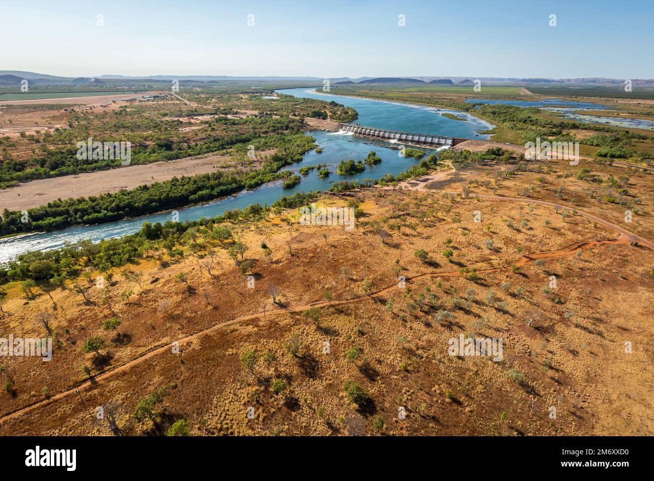 Aerial view Ord River and Diversion Dam Kununurra Stock Photo - Alamy